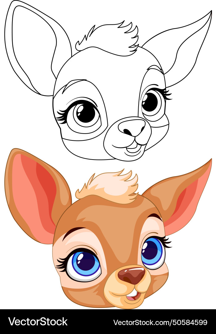 A cute baby deer colored and outlined Royalty Free Vector