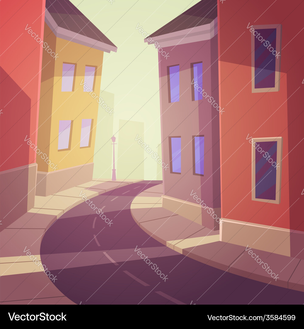 Cartoon City Streetscape Royalty Free Vector Image