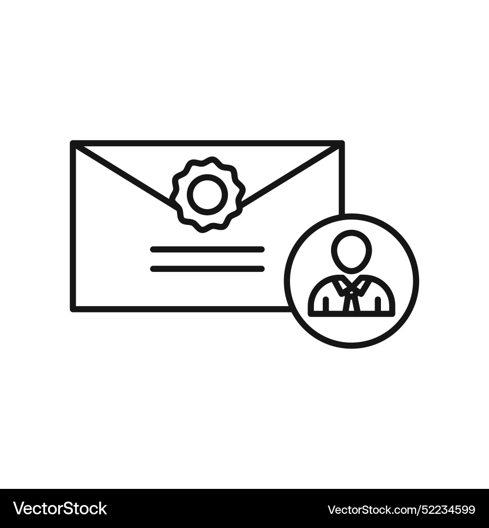 Course completion certificate icon black line art Vector Image