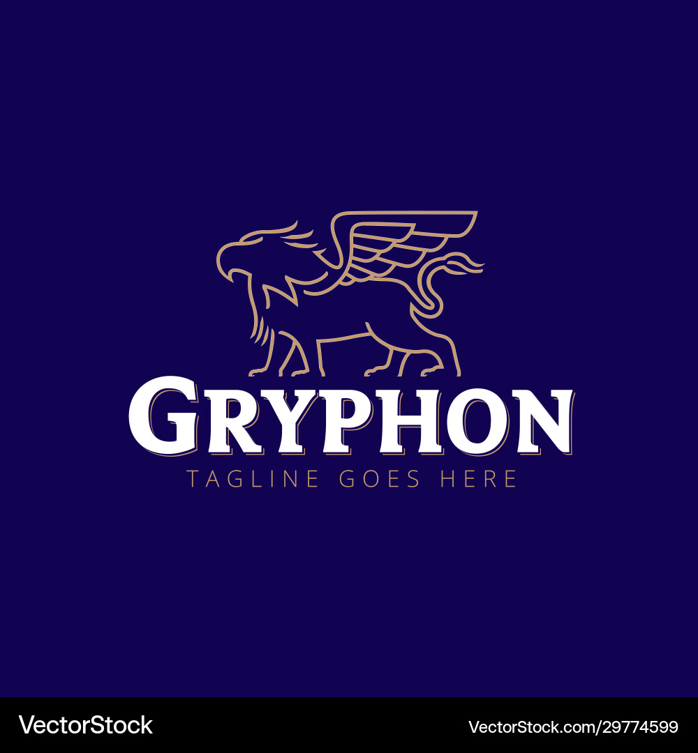Elegant Gryphon Line Art Royalty Free Vector Image