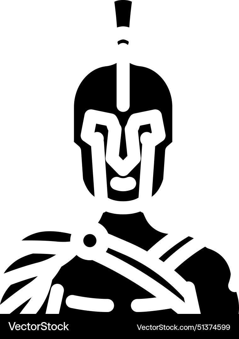 Gladiator ancient soldier glyph icon Royalty Free Vector