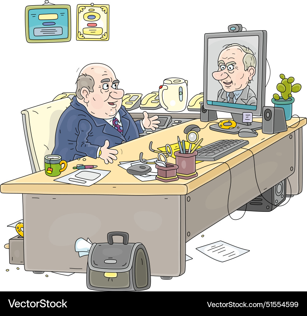 Government officials at an online conference Vector Image