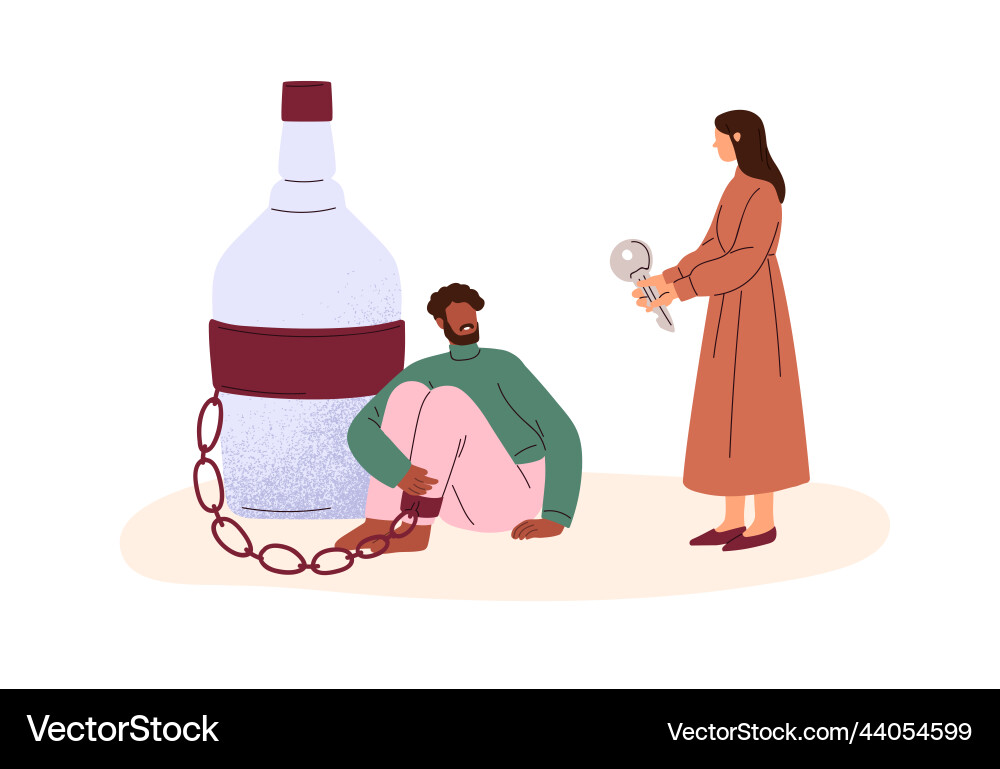 Help overcome alcohol addiction abuse alcoholism Vector Image