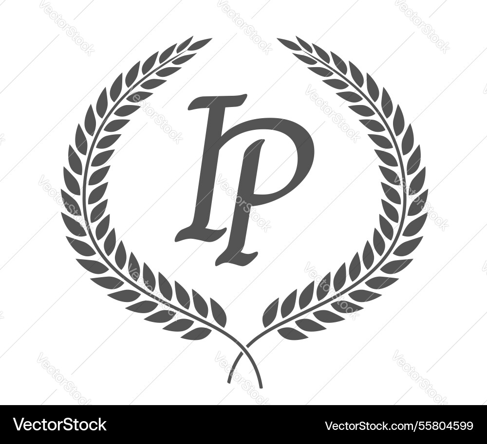 Initial letter i and p ip monogram logo design Vector Image