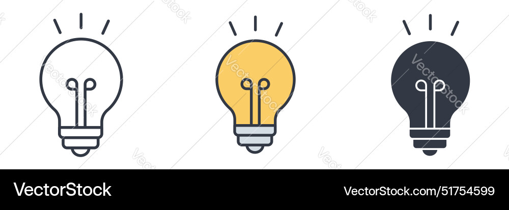 Light bulb icon symbol isolated on white Vector Image
