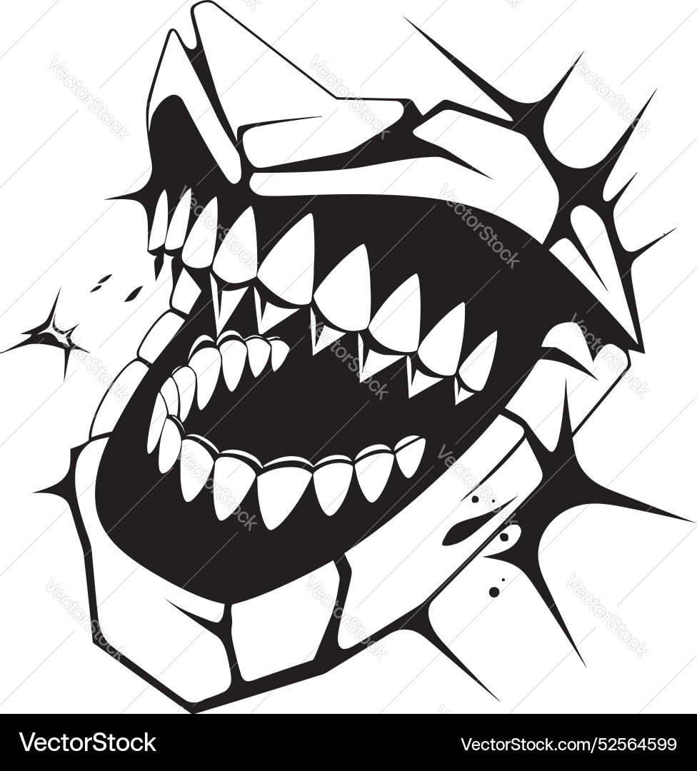 Monstrous jaws sinister mouth element ghastly Vector Image