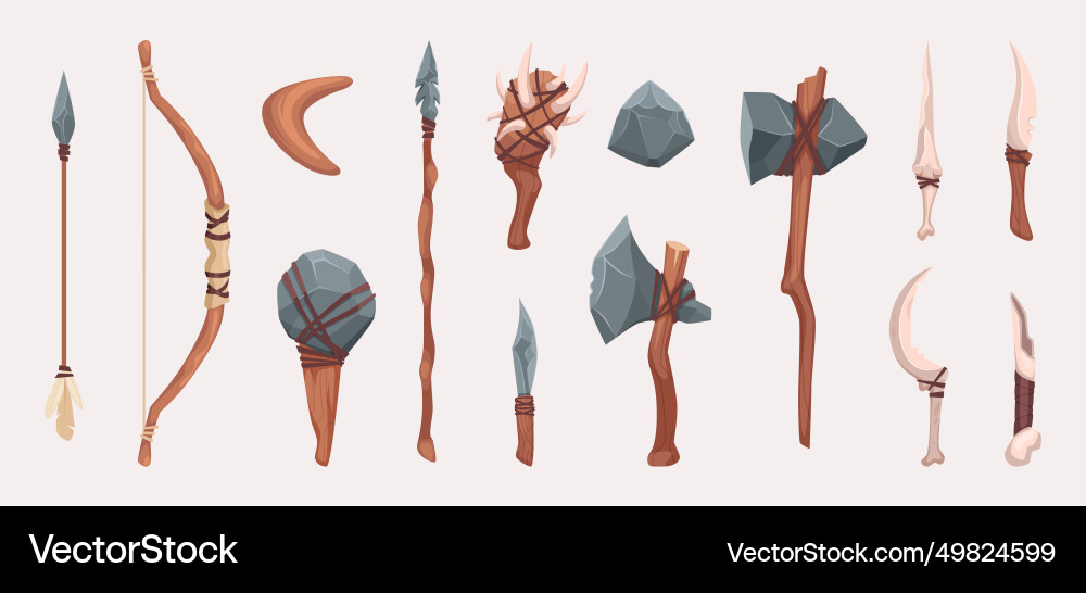 Prehistoric weapon ancient tools for primitive Vector Image