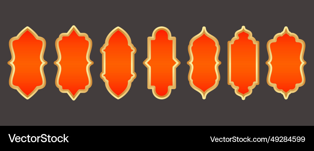 Ramadan golden frame islamic window shape arabic Vector Image