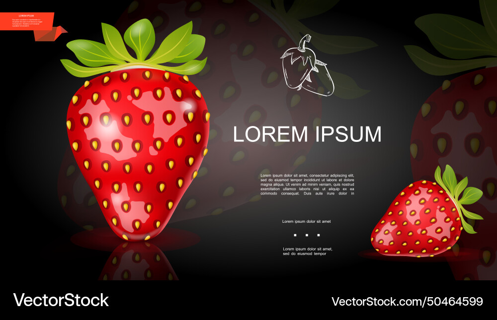Realistic fresh strawberry template Royalty Free Vector