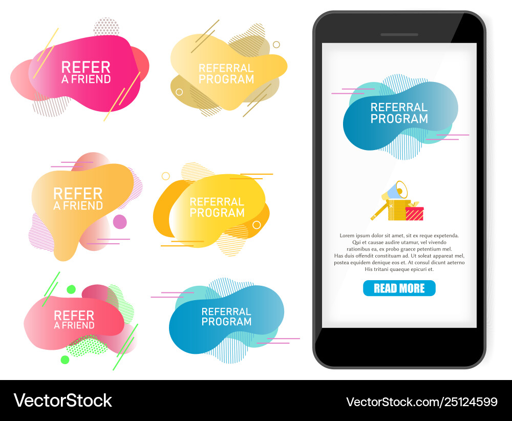 Refer a friend referral program label banner Vector Image