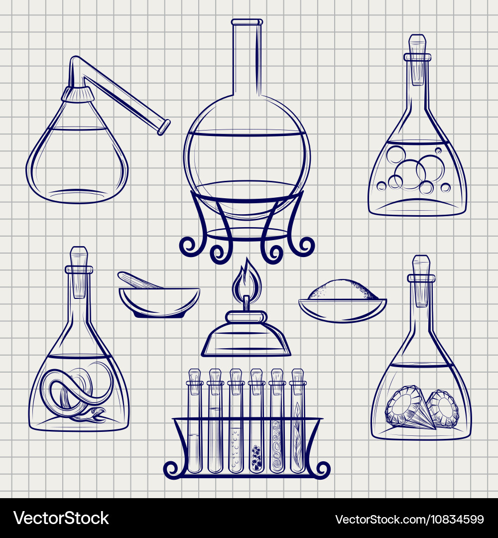 Science Lab Equipment Sketch Royalty Free Vector Image