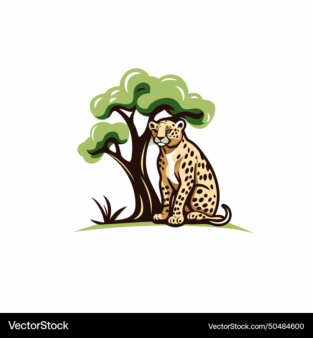 Cheetah sitting on the grass in forest Royalty Free Vector