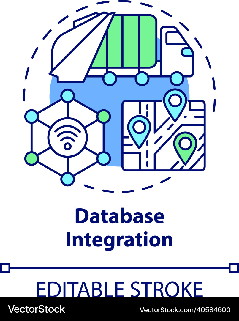 Database integration concept icon Royalty Free Vector Image