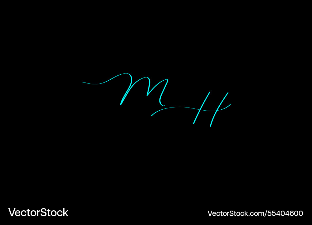 Elegant calligraphy of cursive mh logo Royalty Free Vector