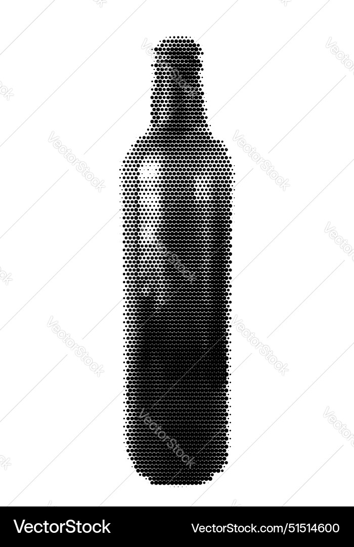 Halftone dotted glass bottle textured Royalty Free Vector