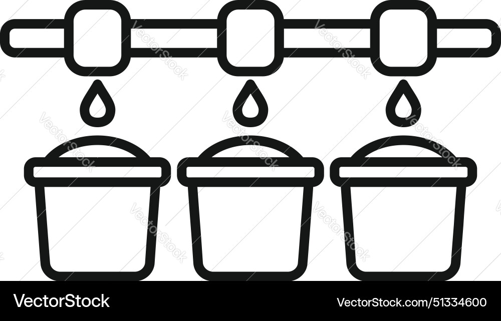 Maple sap collecting in buckets line art Vector Image