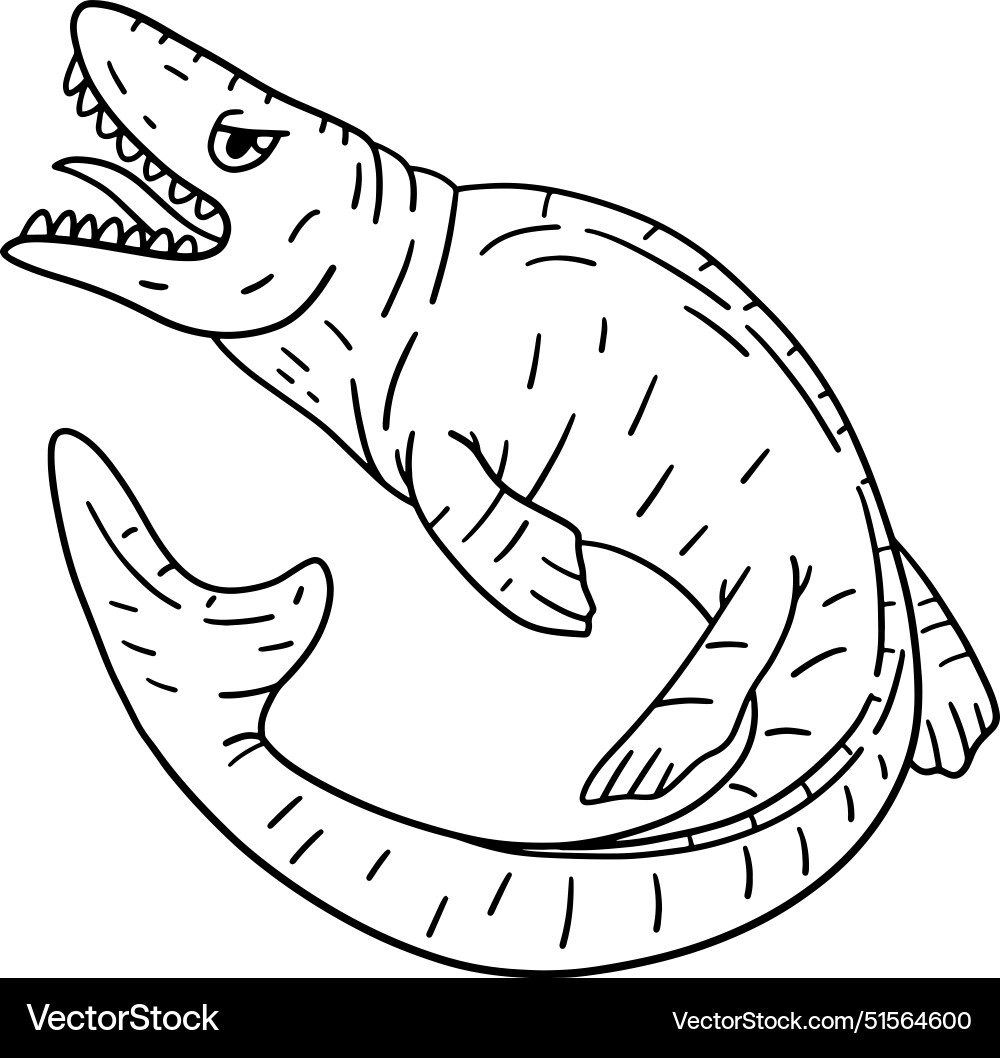 Mosasaurus dinosaur isolated coloring page Vector Image