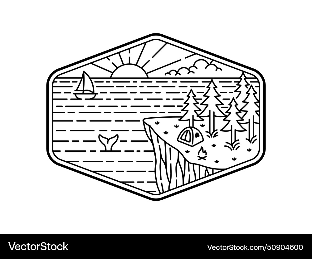 Natural scenery in the frame line art Royalty Free Vector