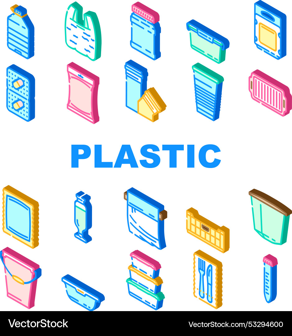 Plastic packaging sustainability icons set Vector Image