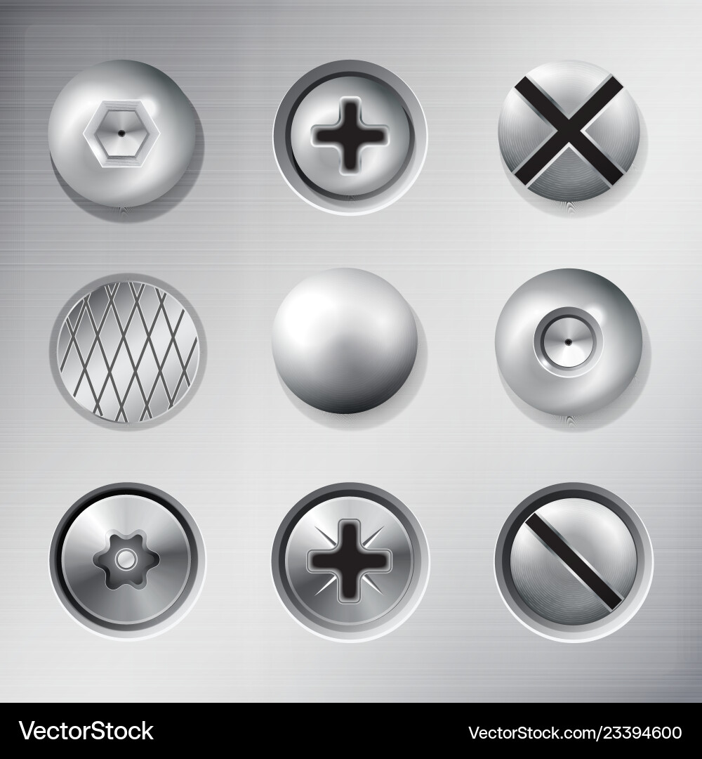 Realistic attached fasteners set Royalty Free Vector Image