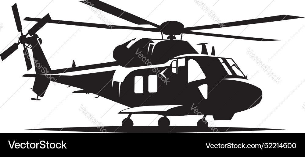 Sleek precision black combat helicopter Royalty Free Vector