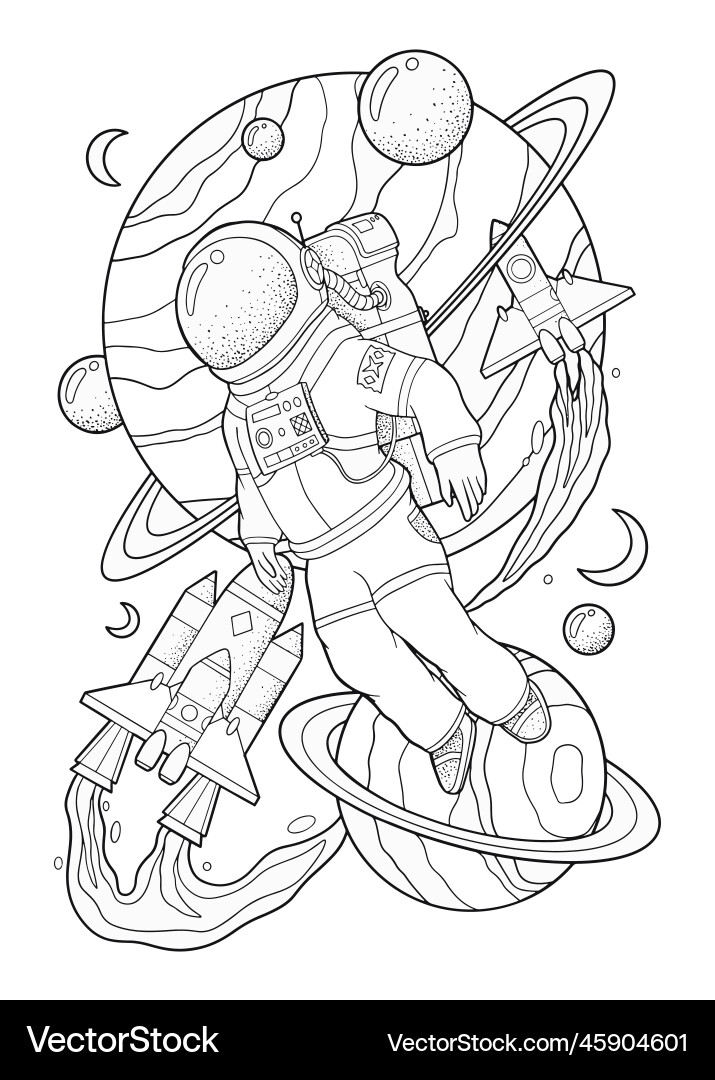 Astronaut Coloring Pages - Space Adventure Vector Image