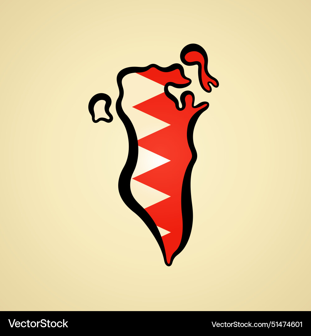 Bahrain - map colored with flag Royalty Free Vector Image