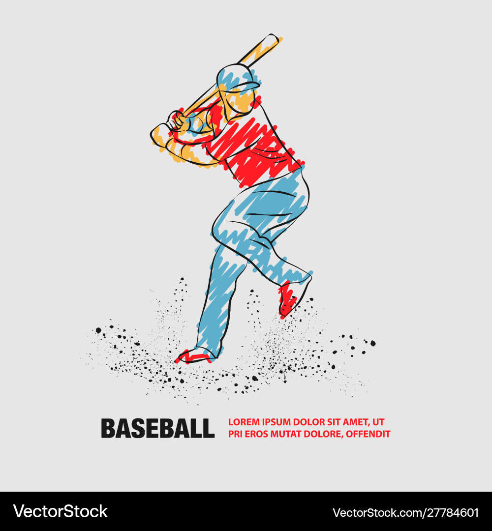 Baseball player with a bat outline Royalty Free Vector Image