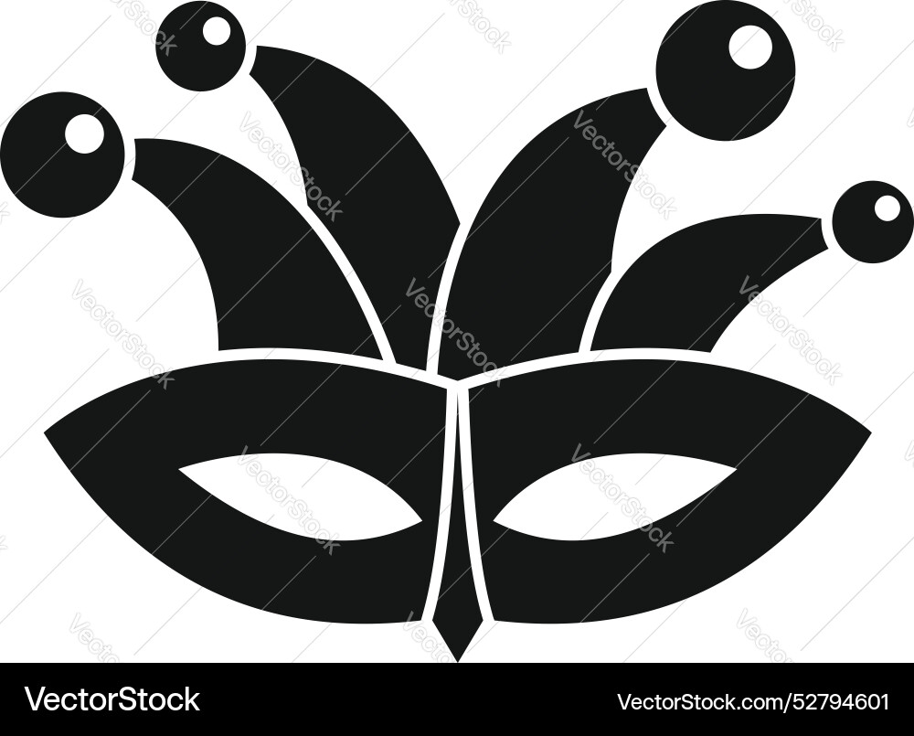 Black and white jester mask with bells showing Vector Image