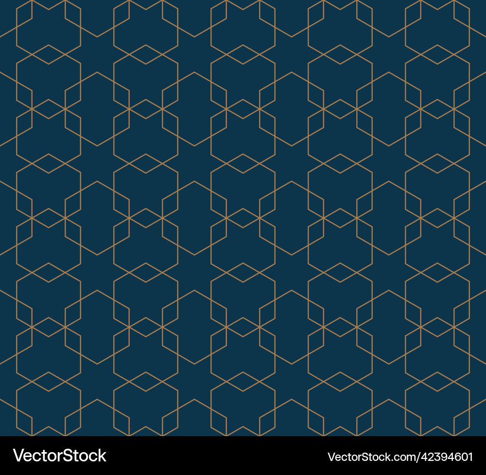Hexagon grid pattern in gold and blue color Vector Image