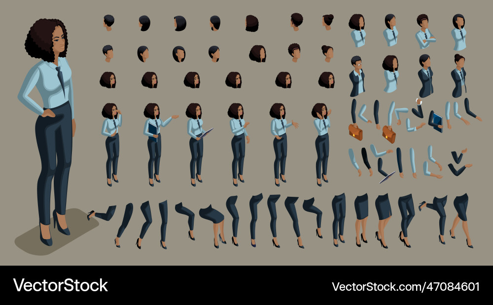 Isometrics people emotions face create your Vector Image