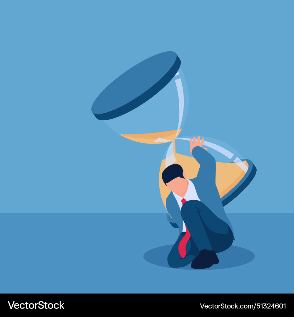 Man carrying a large hourglass metaphor Royalty Free Vector