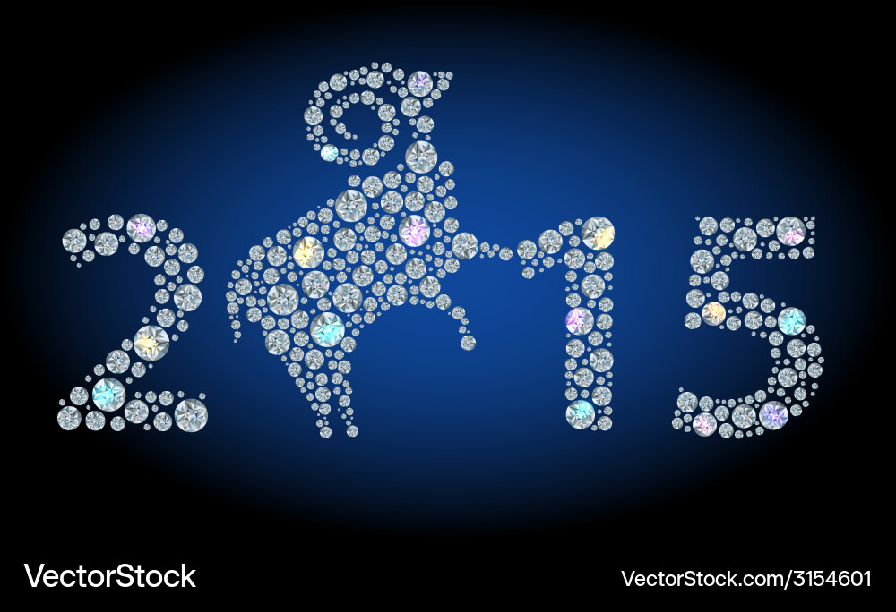 Number 2015 and brilliant sheep Royalty Free Vector Image