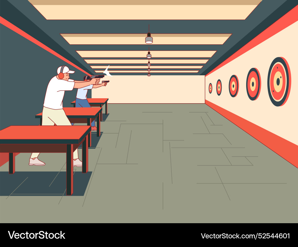 Shooting training people in range aim Royalty Free Vector