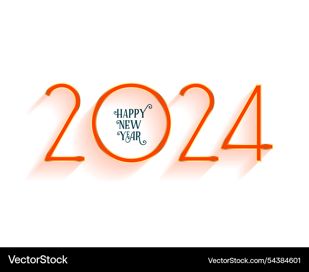 Simple happy new year 2024 white background Vector Image