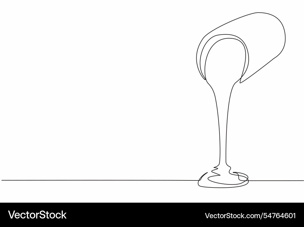 Single one line drawing caramel liquid poured Vector Image