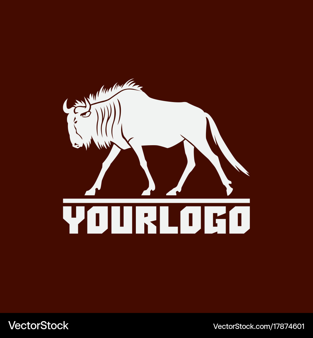 Wildebeest logo sign on brown Royalty Free Vector Image
