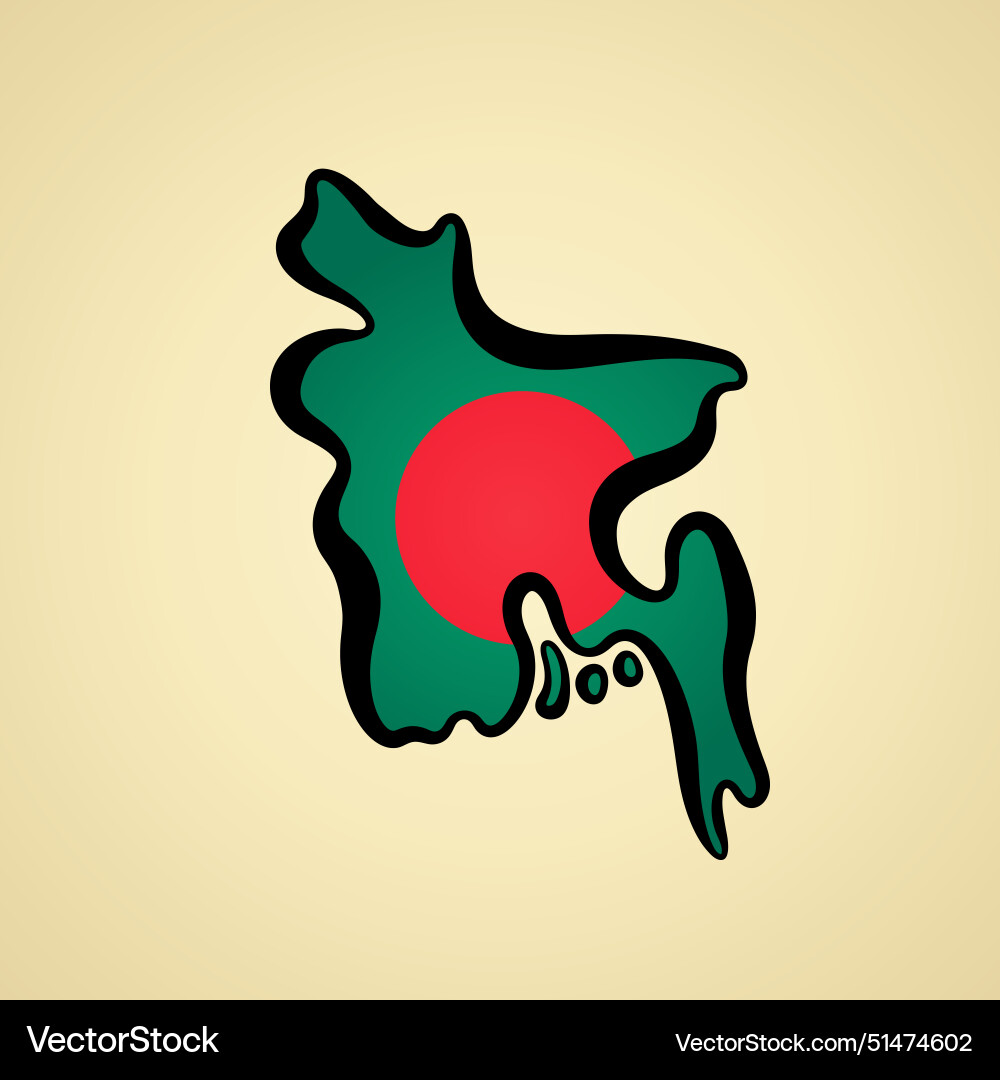 Bangladesh - map colored with flag Royalty Free Vector Image