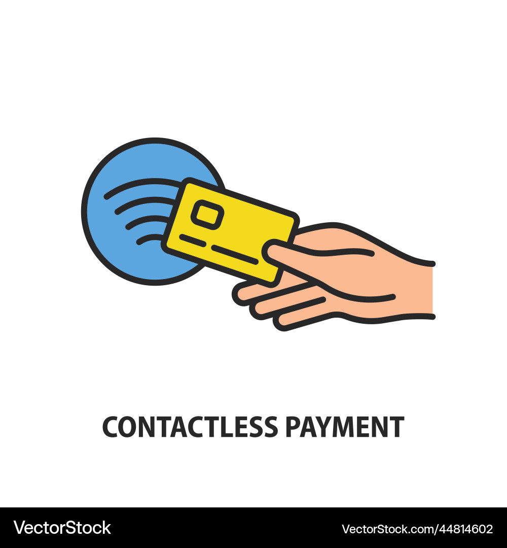 Contactless card payment line icon wireless nfc Vector Image