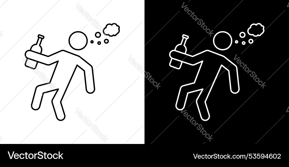 Drunk human thin line icon set Royalty Free Vector Image
