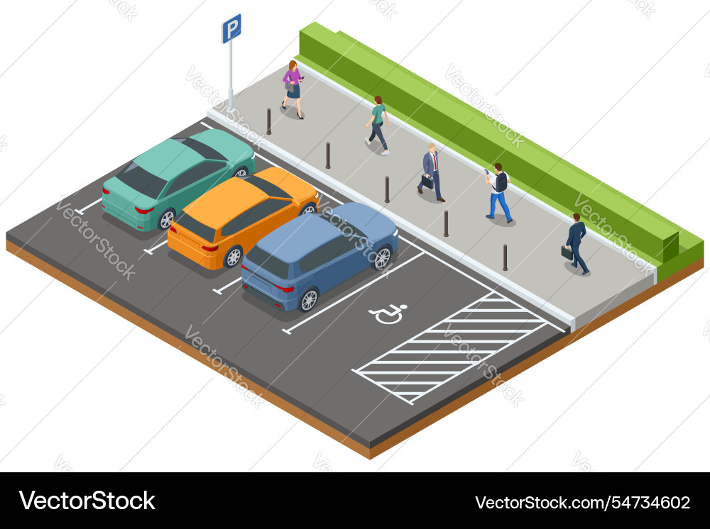 Isometric of a parking lot Royalty Free Vector Image