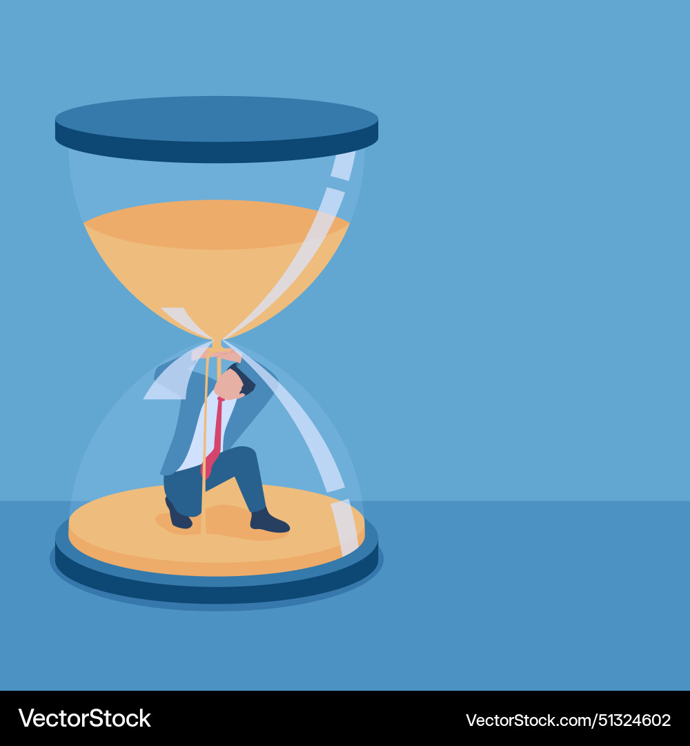 Man trapped inside an hourglass a metaphor Vector Image