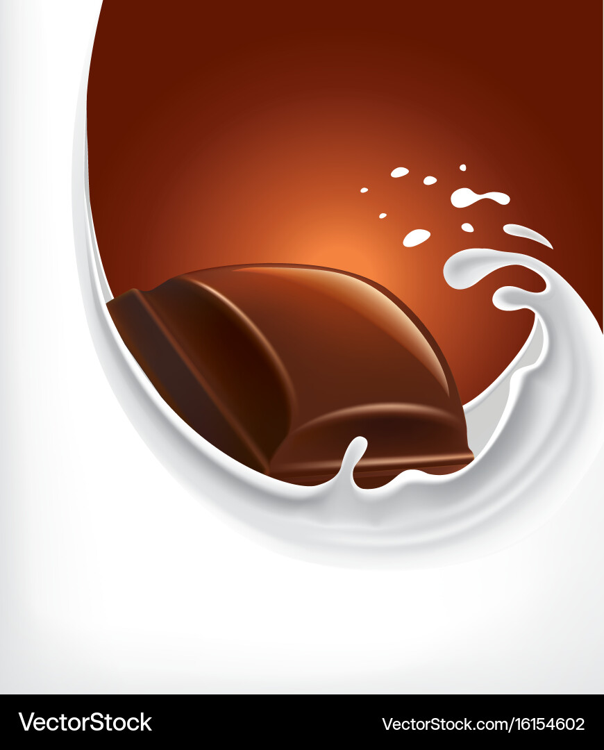Milk splash with chocolate candy Royalty Free Vector Image