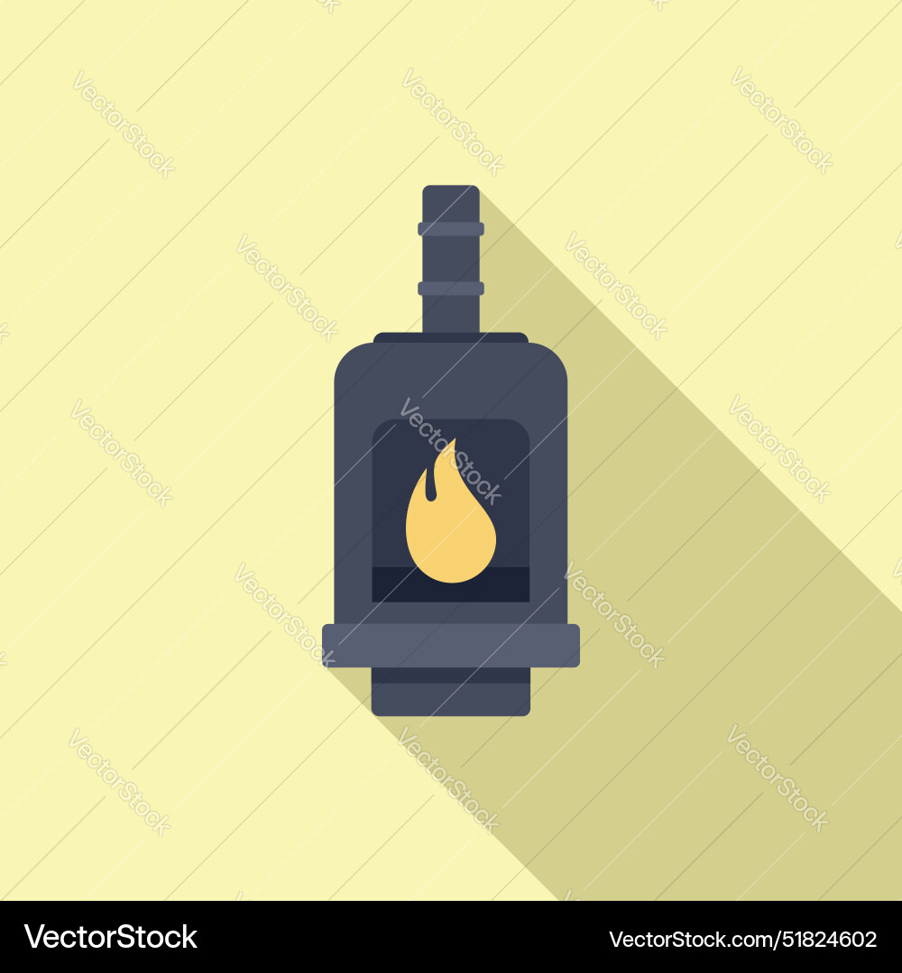 Modern steel burning stove heating home interior Vector Image