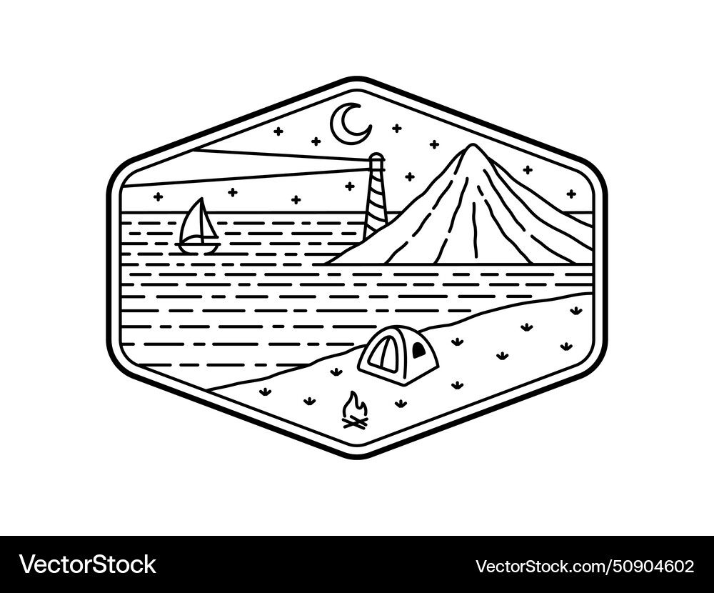 Natural scenery in the frame line art Royalty Free Vector
