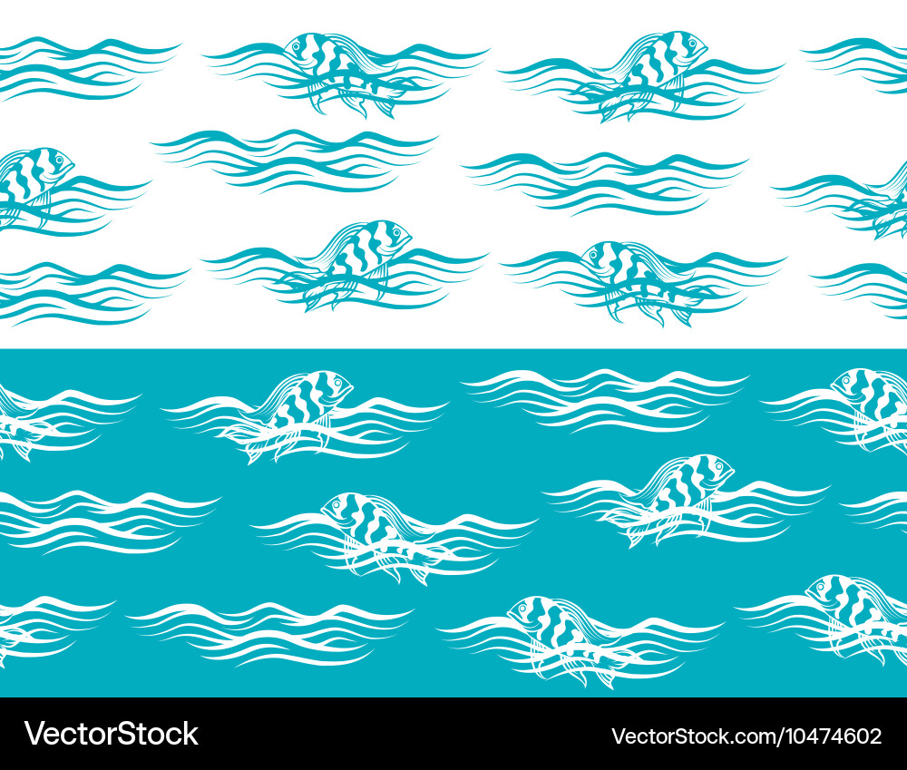 Ocean seamless borders Royalty Free Vector Image