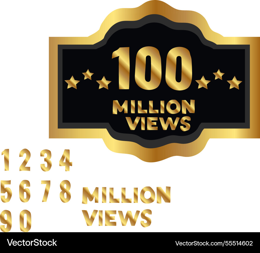 One million 1m views count views Royalty Free Vector Image
