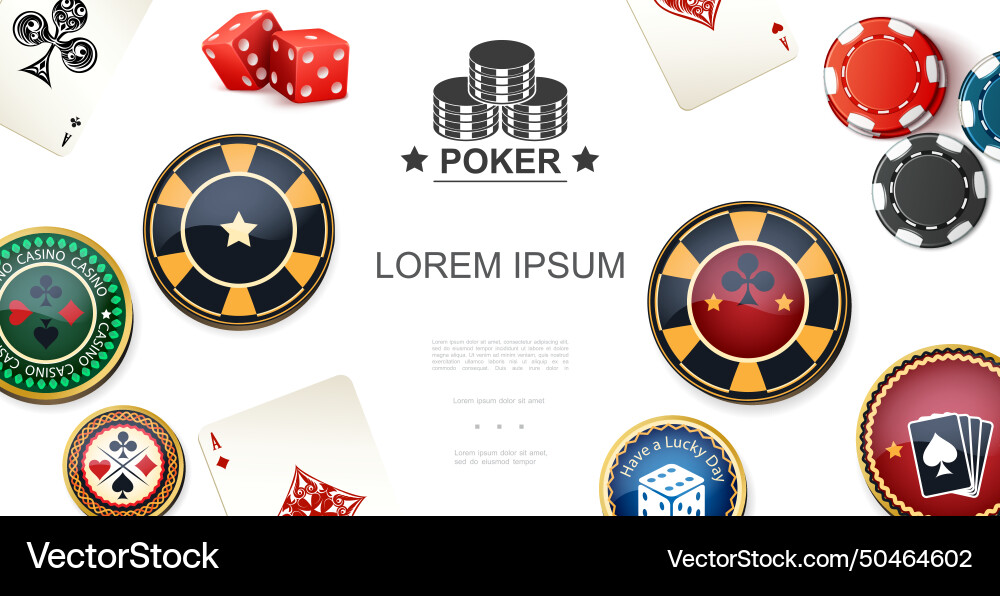 Realistic poker colorful concept Royalty Free Vector Image