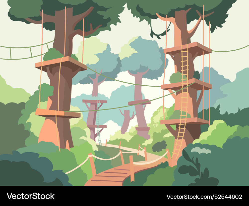 Rope adventure park landscape climbing center Vector Image