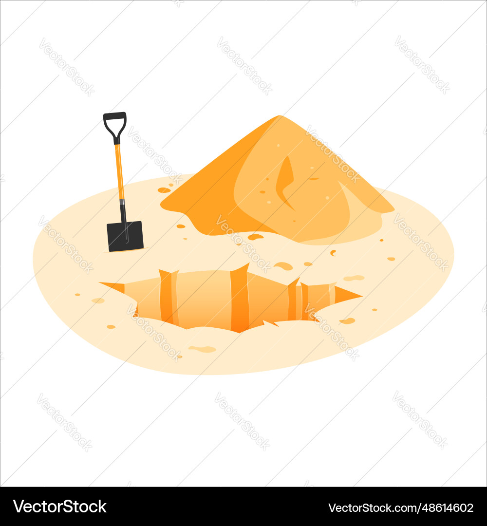 Sand hole and heap cartoon icon Royalty Free Vector Image